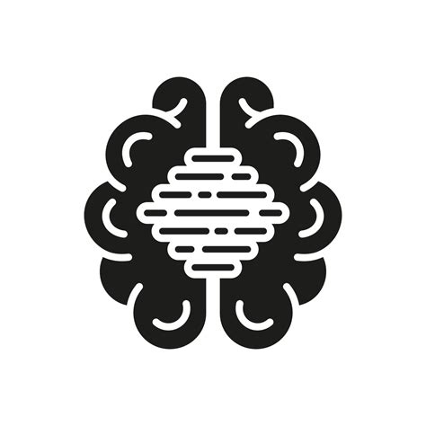 Human Brain With Circuit Digital Technology Concept Black Solid Icon Tech Science Silhouette