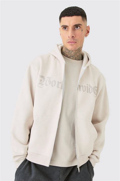 Tall Oversized Boxy Worldwide Zip Through Hoodie Boohoo Au