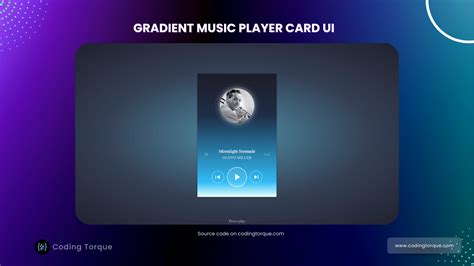Gradient Music Player Card Ui Using Html Css And Javascript Coding Torque Coding Torque
