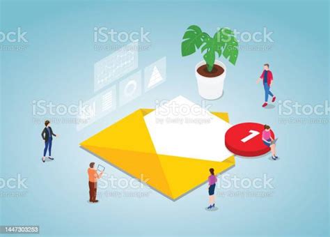 사람들과 함께하는 메일링 리스트 개념 현대적인 아이소메트릭 스타일로 팀 작업 뉴스레터에 대한 스톡 벡터 아트 및 기타 이미지 뉴스레터 모금 3차원 형태 Istock
