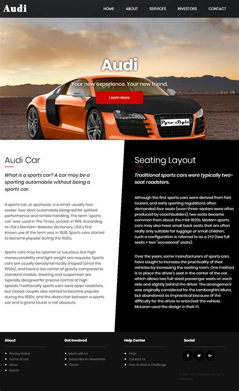 Audi Landing Page In Html And Css Audi Landing Page Css