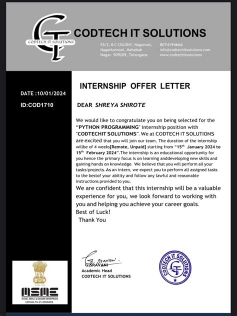 shreya shirote on linkedin pythonprogramming internship codtechitsolutions