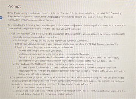 Solved Since This Is Your First Unit Project Here S A Chegg Com