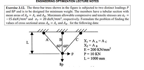 Solved Engineering Optimization The Three Bar Truss Shown
