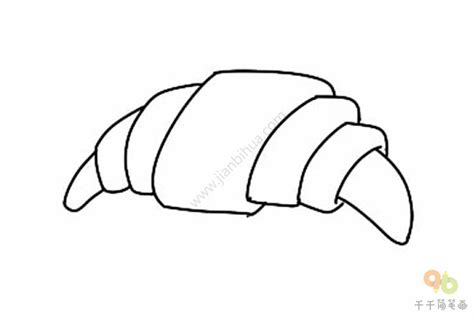 美味牛角包简笔画 面包简笔画