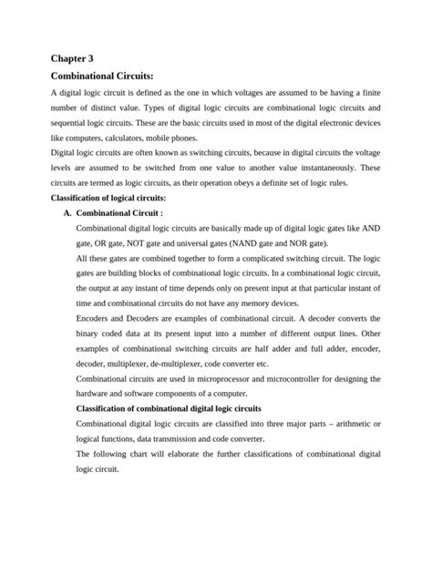 Chapter 3 Combinational Circuits Pdf Logic Gate Electronic Circuits