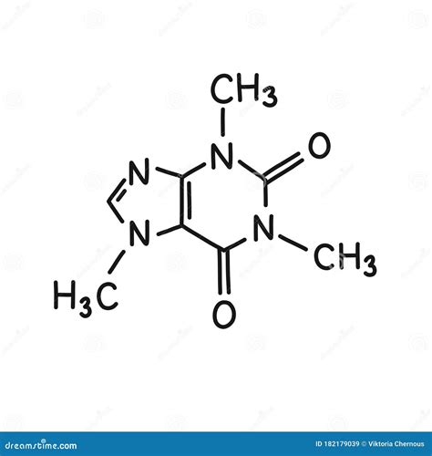 Caffeine Molecular Formula Doodle Icon Vector Illustration Stock