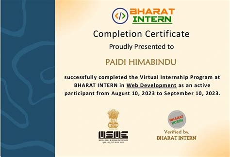 Himabindu Paidi On Linkedin Virtualintership Webdevelopment