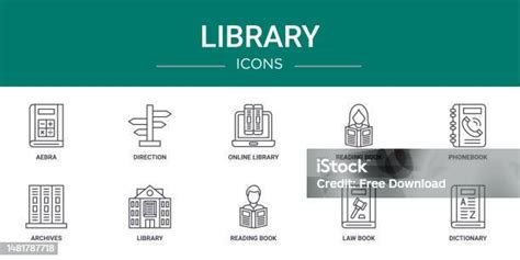 Aebra 방향 온라인 라이브러리 독서 책 전화 번호부 아카이브 보고서 프리젠 테이션 다이어그램 웹 디자인 모바일 앱을위한 도서관 벡터 아이콘과 같은 10 개의 개요 웹