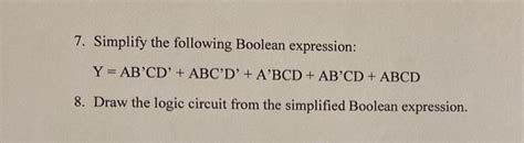 Solved Simplify The Following Boolean Expression Y Chegg