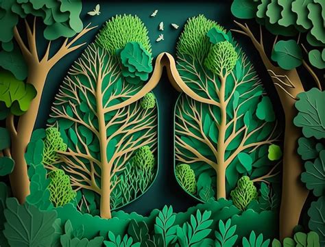Premium Ai Image Paper Art Of Tree Branches Shaped Like Human Lungs