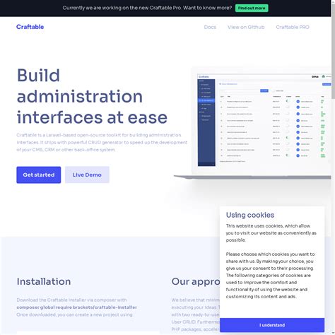 admin panel and crud generator in laravel using craftable 45 off