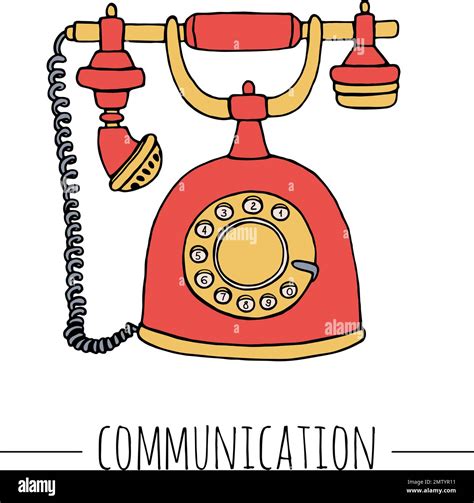 Vector Vintage Telephone Retro Illustration Of Wired Rotary Dial Telephone Old Means Of