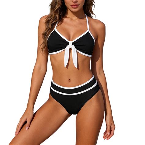 2 Piece Bikinis Sets For Women Bikini Set Solid Color High Waisted Open