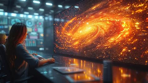 A Holographic Display Shows A Complex Network Graph Tech Premium AI Generated Image