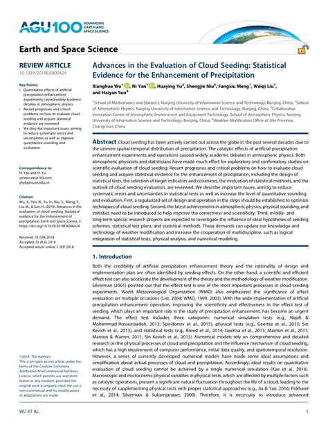 Pdf Advances In The Evaluation Of Cloud Seeding Statistical Evidence