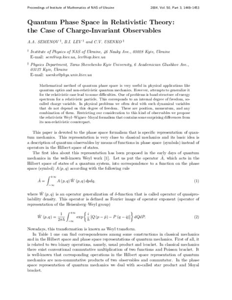 Pdf Relativistic Quantum Phase Space Charge Invariant Observables