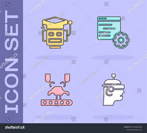 Set Smart Glasses Robot Robotic Robot Stock Vector Royalty Free