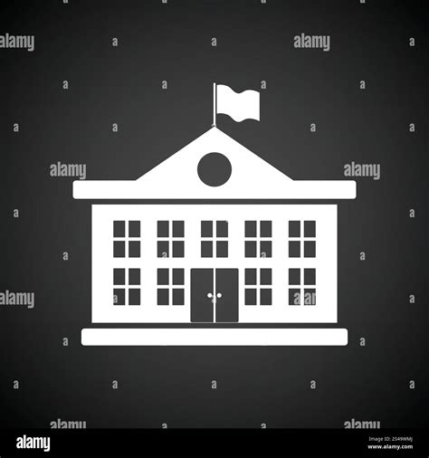 School Building Icon Black Background With White Vector Illustration Stock Vector Image And Art