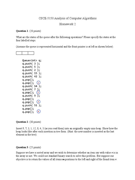 csce 5150 analysis of computer algorithms homework 2 question 1 20 points pdf