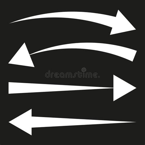 Curved Arrow Icons White Directional Symbols Abstract Pointer Shapes