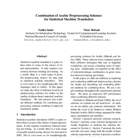Combination Of Arabic Preprocessing Schemes For Statistical Machine Translation Acl Anthology