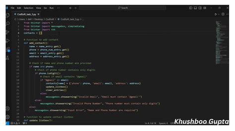Khushboo Gupta On Linkedin Tkinter Contactbook Codsoft