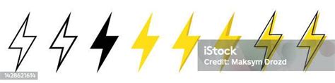 천둥 볼트 벡터 아이콘입니다 번개 아이콘 전기 표지판 흰색 배경에 썬더 볼트 기호 전기 개념 스톡 벡터 일러스트레이션 플래시 로고 세트 0명에 대한 스톡 벡터 아트 및 기타