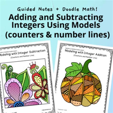 [halloween] Adding And Subtracting Integers Chip Models And Number Lines Doodle