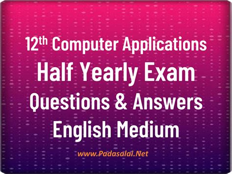 12th Computer Applications Half Yearly Exam 2024 Question Paper