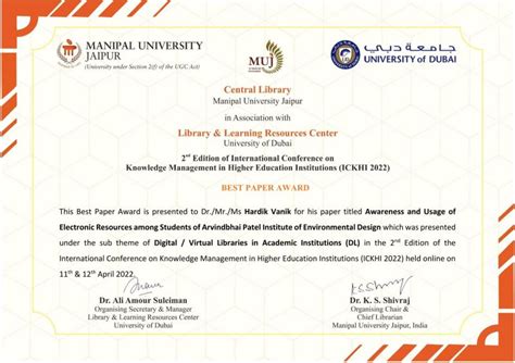 Hardik Vanik On Linkedin My Paper Has Been Selected For Best Paper