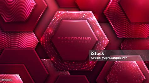 빛나는 하프톤 패턴과 웨이브 텍스처와 추상 적색 다각형 고급 배경 0명에 대한 스톡 벡터 아트 및 기타 이미지 0명 3차원 형태 개념 Istock