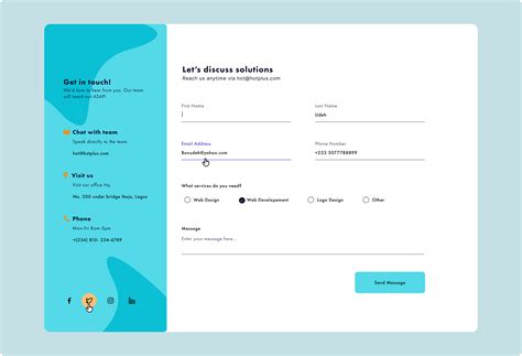 contact page for a website behance