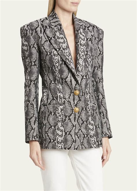 Balmain Python Print 2 Button Fitted Blazer Bergdorf Goodman