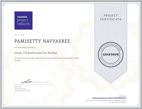 Completed Linux Io Redirection Course On Coursera Navya Pamisetty Posted On The Topic Linkedin