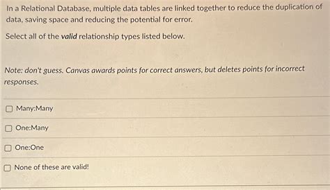 Solved In A Relational Database Multiple Data Tables Are
