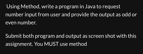 Solved Using Method Write A Program In Java To Request