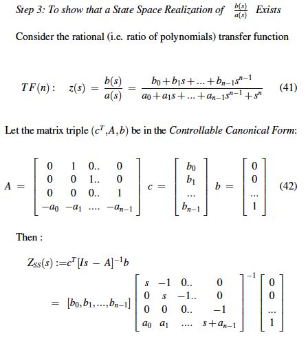 Question 2 The State Space Realization Cc N On
