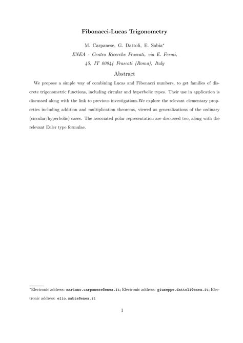 PDF Fibonacci Lucas Trigonometry