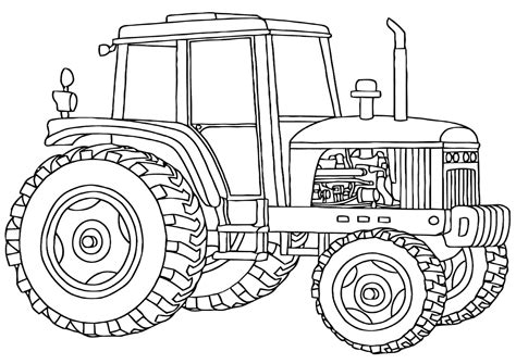 Трактор черно белая картинка