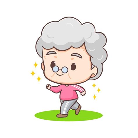 Linda Abuela Dibujos Animados Personaje Abuela Haciendo Actividad Personas Y Familia Concepto