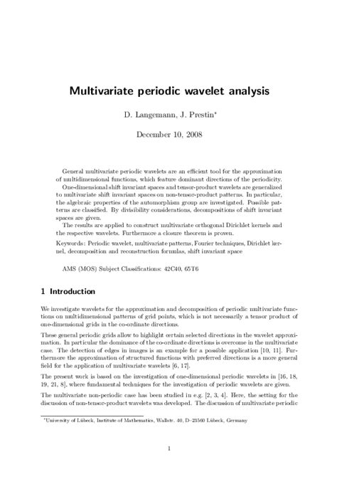 Pdf Multivariate Periodic Wavelet Analysis