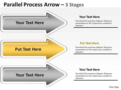 Parallel Process Arrow 3 Stages 32 Graphics Presentation Background For PowerPoint PPT