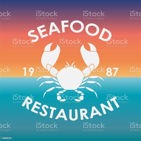 해산물 레스토랑 레이블 또는 게 기호 상징입니다 배지 또는 바다 배경에 고립 된 빈티지 스타일에서 아이콘 메뉴 카드 디자인 요소입니다 벡터 일러스트입니다 갈고리 발톱에 대한