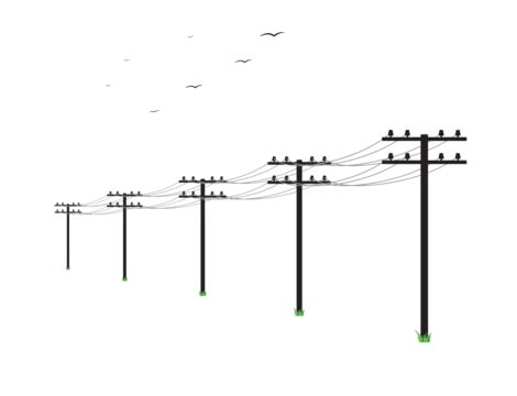 Vector Illustration Of High Voltage Power Lines In Silhouette Vector