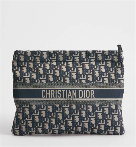 Diortravel Zipped Pouch Blue Dior Oblique Technical Fabric Dior
