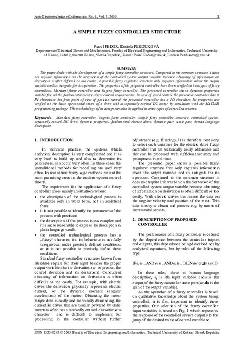Pdf A Simple Fuzzy Controller Structure