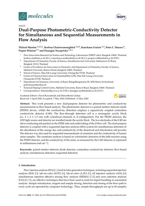 Pdf Dual Purpose Photometric Conductivity Detector For Simultaneous And Sequential