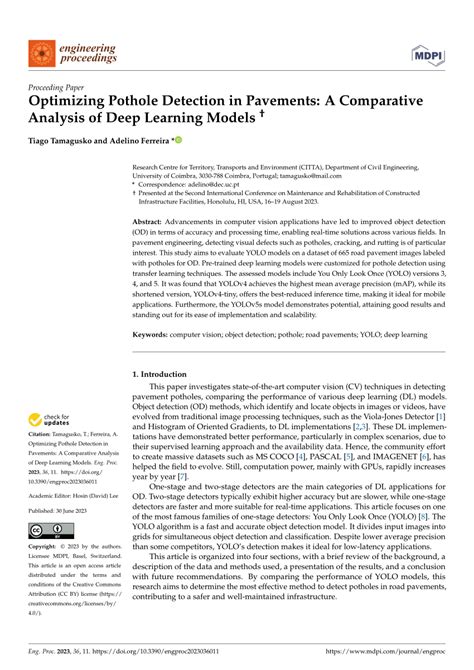 Pdf Optimizing Pothole Detection In Pavements A Comparative Analysis Of Deep Learning Models
