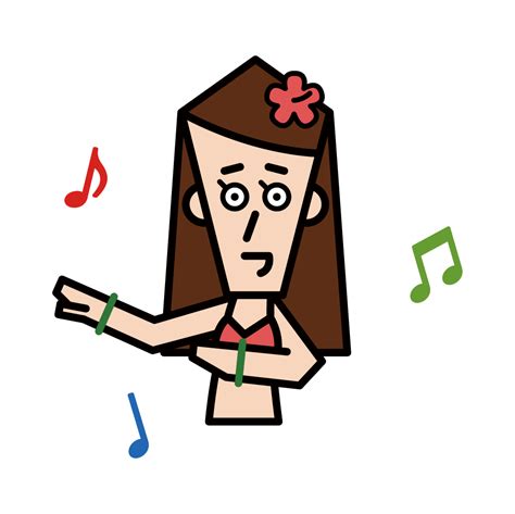 훌라 춤을 추는 여자의 일러스트 무료 일러스트 소재집 Kukukeke